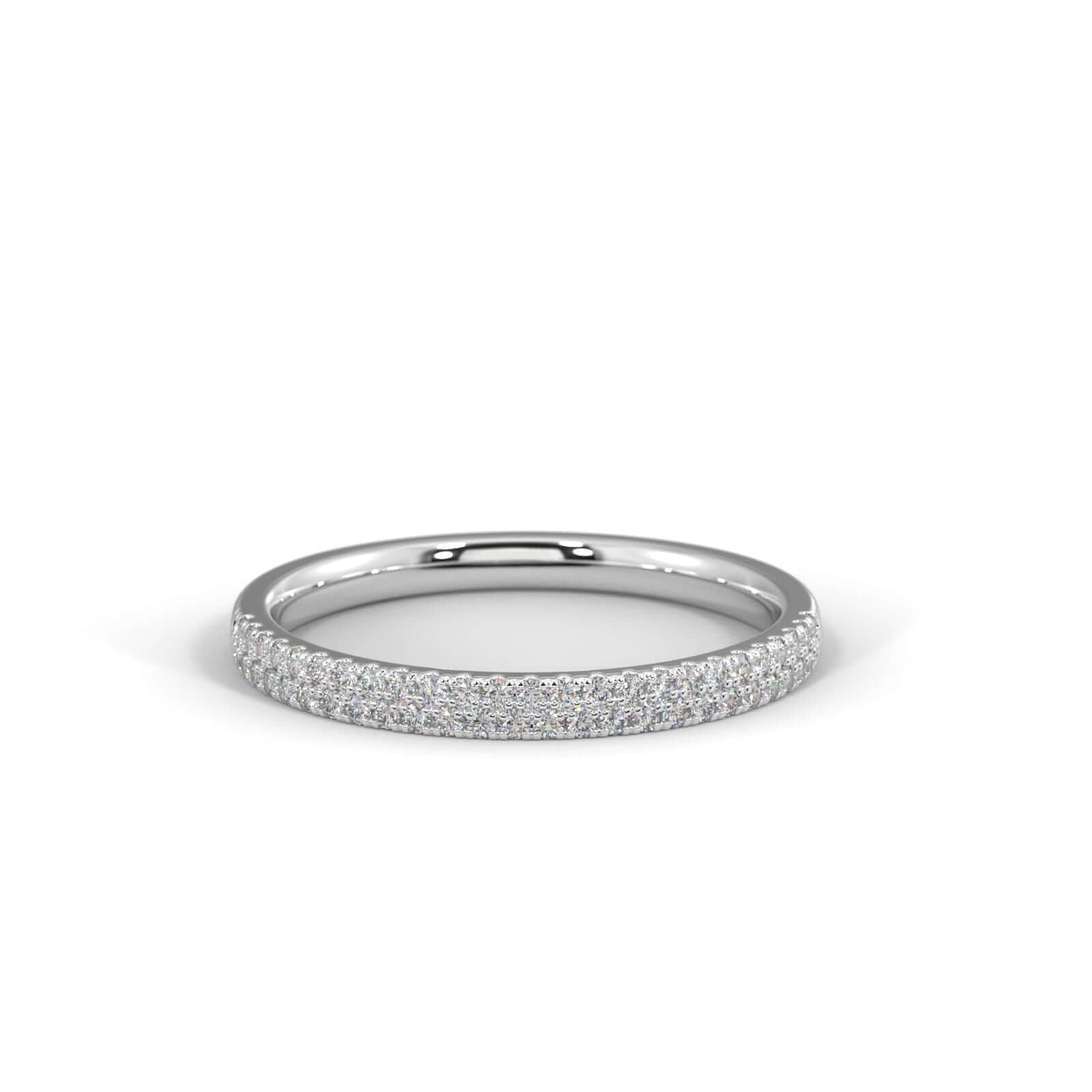 Double Diamond Row Ring - White Gold